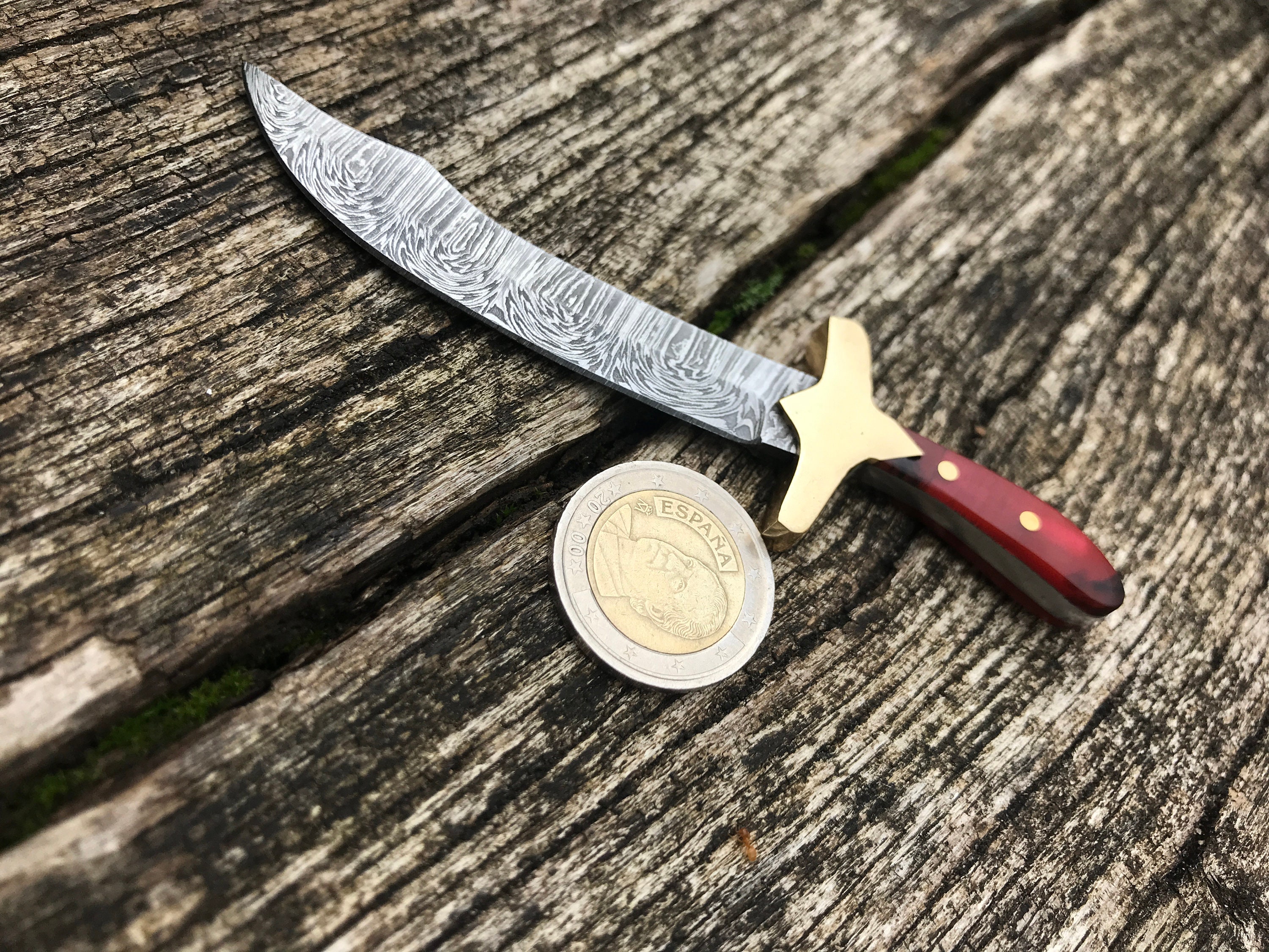 Handmade Miniature Sword Pocket Knife , Damascus Steel 3.0 Blade ...
