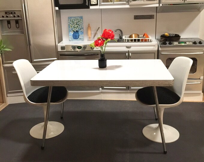 1/6 Scale Dining TABLE only, WHITE Retro Mid Century Modern Mini for ...