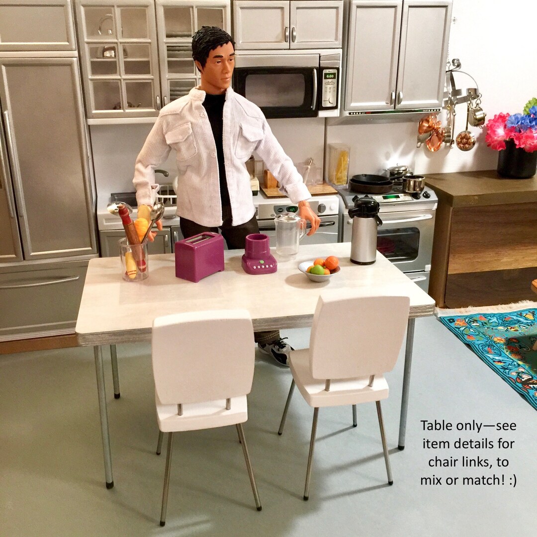 1/6 Scale Dining TABLE only, Vintage-white Retro Mid Century Mini for ...
