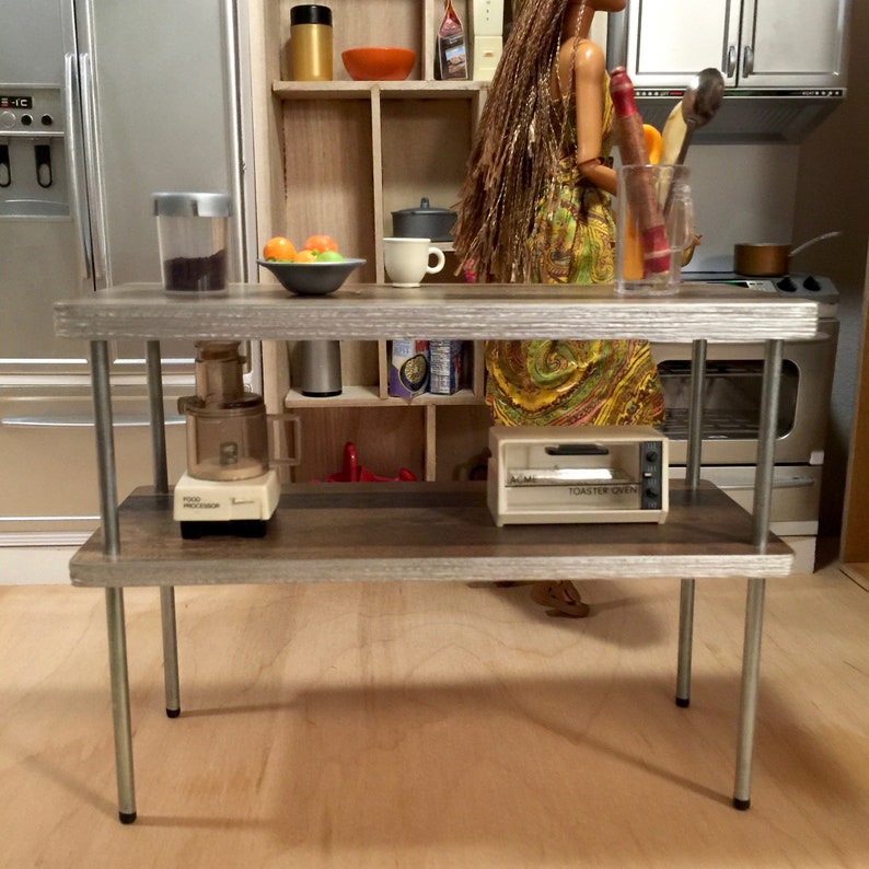 1/6 Scale Kitchen ISLAND w Shelf Industrial Loft Mid Century | Etsy