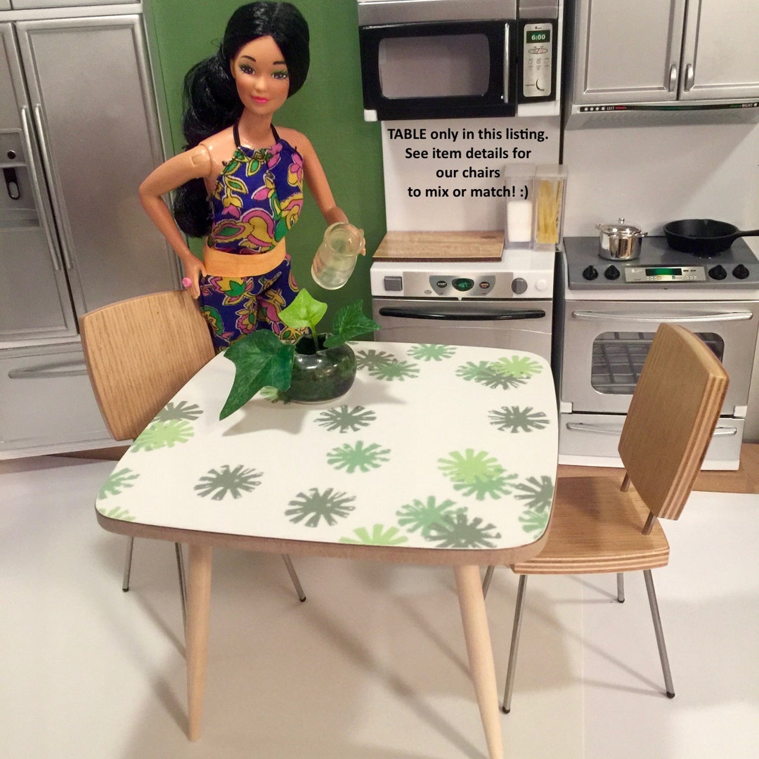 1/6 Scale Square Dining TABLE only Mid Century Modern Miniature for ...