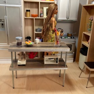 1/6 Scale Kitchen ISLAND W Shelf, Industrial Loft Mid Century Mini for ...