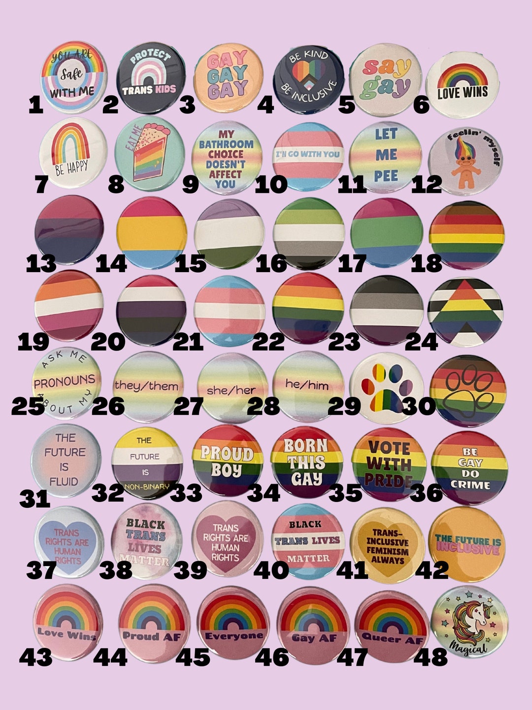 Pride Buttons: Build Your Own LGBTQ Pinback Button Set - Etsy
