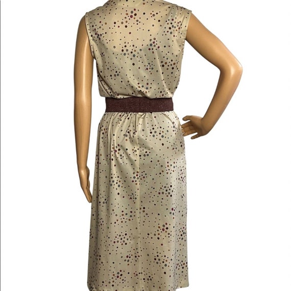 Vintage 70s 80s Tan Geometric Print MIDI Dress - Gem