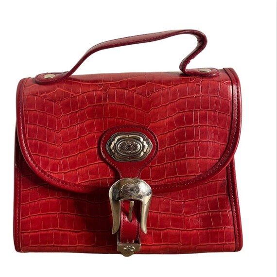 Vintage Y2K Red Faux Crocodile Handbag - Gem