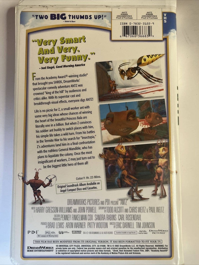 Antz (VHS, 1999, Clamshell) Vintage Kids Family Animated Films - Etsy