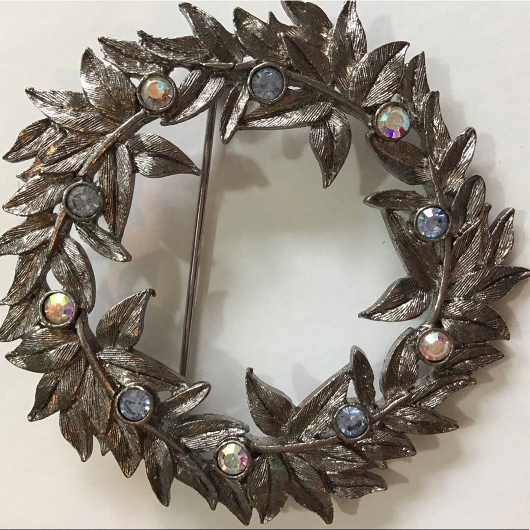Vintage Albert Weiss Signed 1950s Aurora Borealis Rhinestone Silver ...
