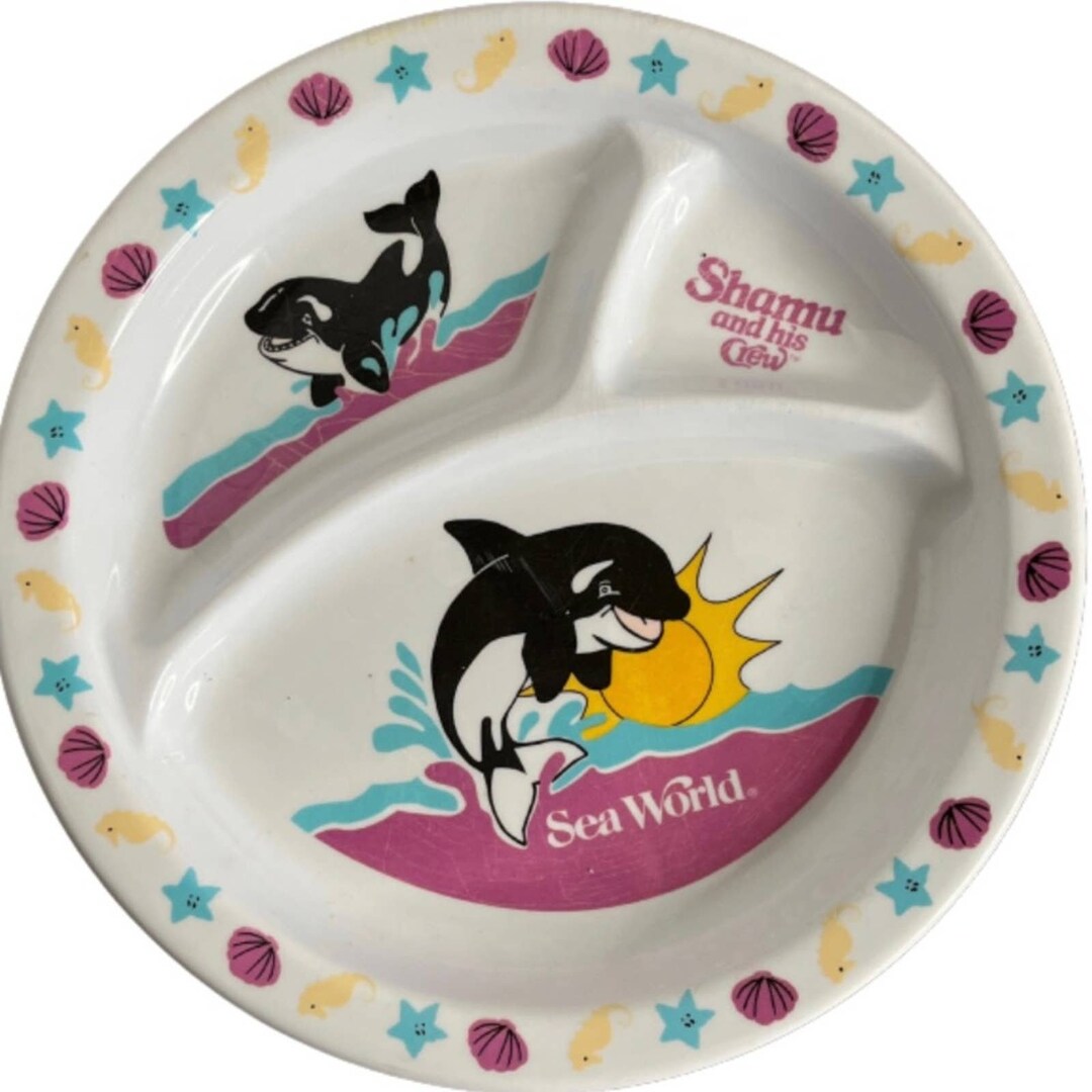 Vintage 80s Sea World Shamu & Crew Divided Melamine Toddler Plate - Etsy