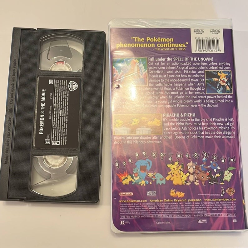 Pokémon Three the Movie VHS Clamshell Tape | Etsy