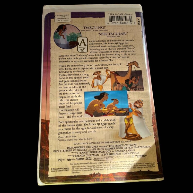 The Prince of Egypt VHS Movie - Etsy