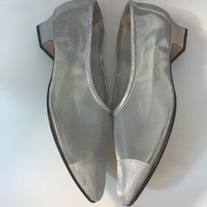 Vintage 80s Silver Mesh and Leather Shoes - Etsy
