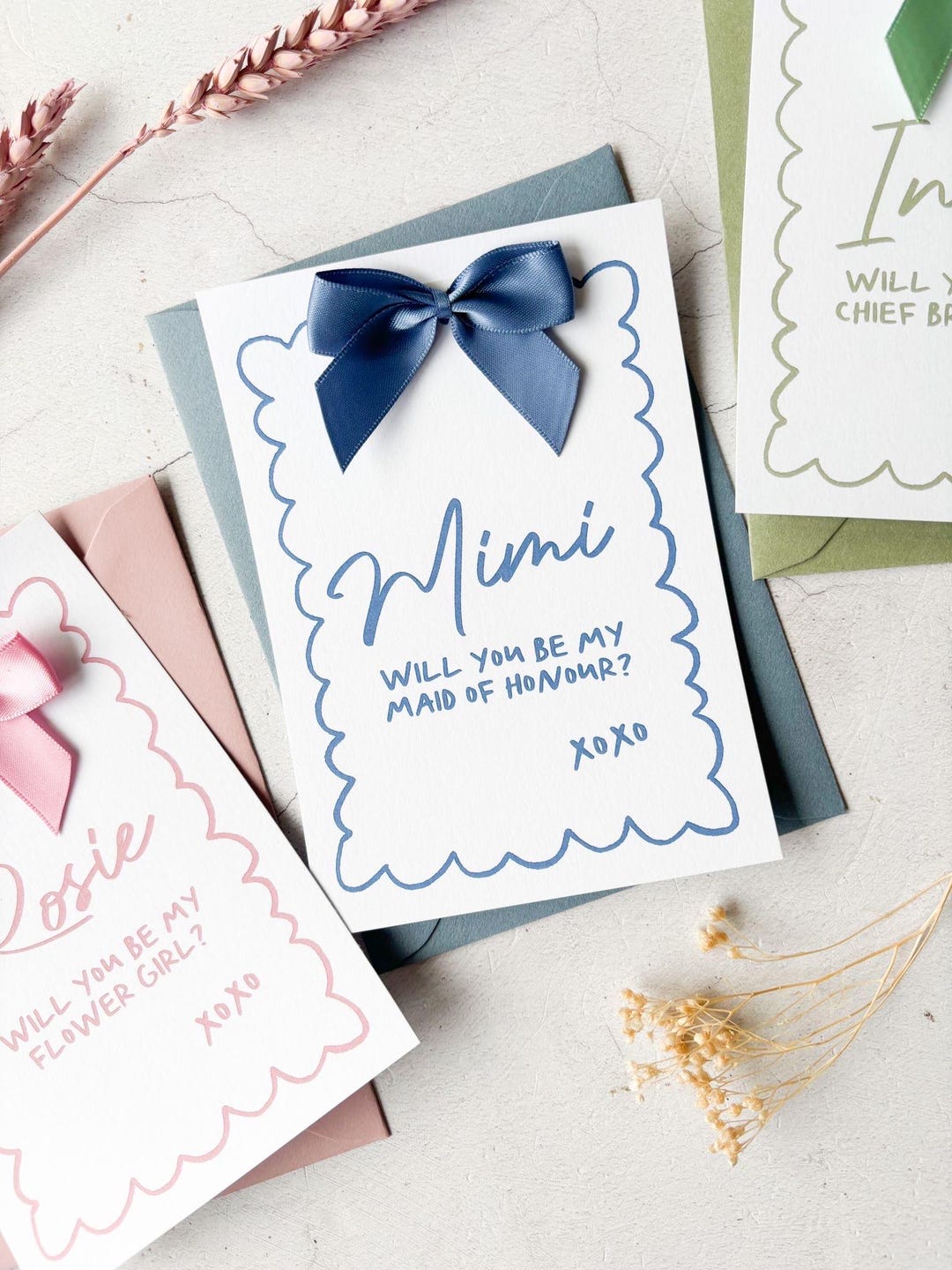 Bridesmaid Proposal Card | SCALLOPED BOW PROPOSAL | Will You Be My | A6 ...
