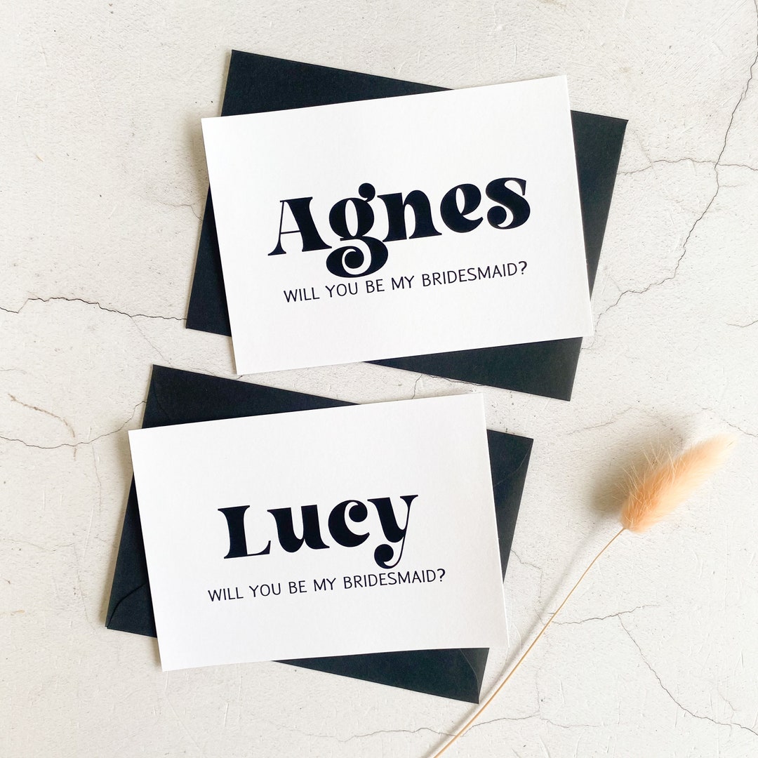 Bridesmaid Proposal Card BLACK WHITE RETRO Will You Be My A6 - Etsy