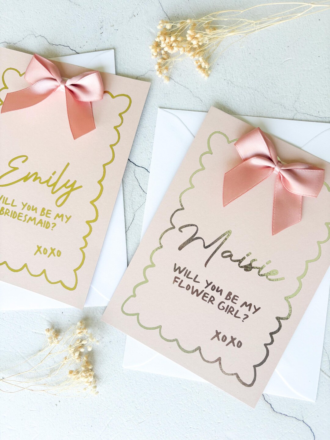 Bridesmaid Foil Proposal Card | BLUSH SCALLOPED FOIL | Will You Be My ...