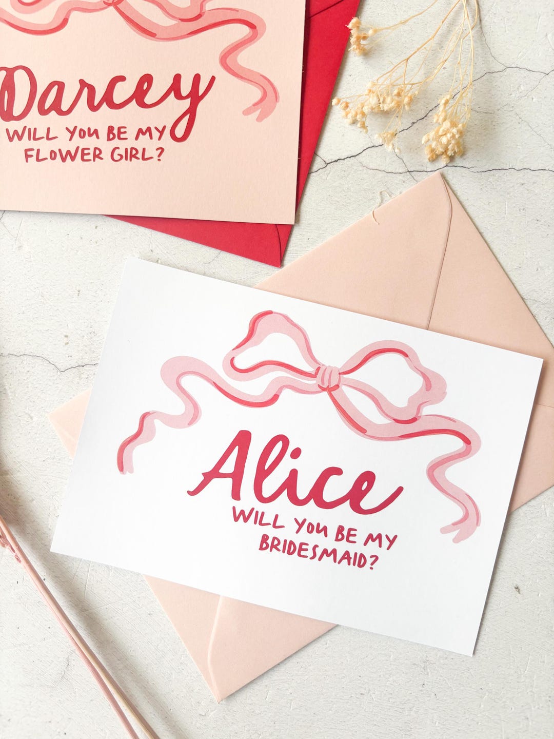 Bridesmaid Proposal Card | PINK RIBBON PROPOSAL | Will You Be My | A6 ...