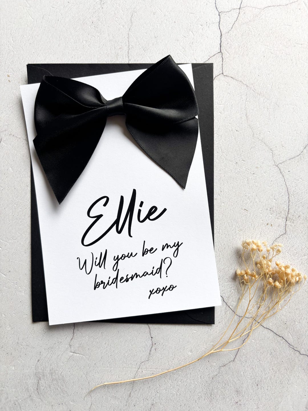 Bridesmaid Proposal Card | BLACK SUPERSIZE BOW | Will You Be My | A6 ...