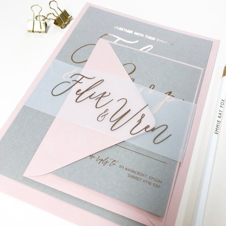 Wedding Invitations Pink and Gray - Etsy