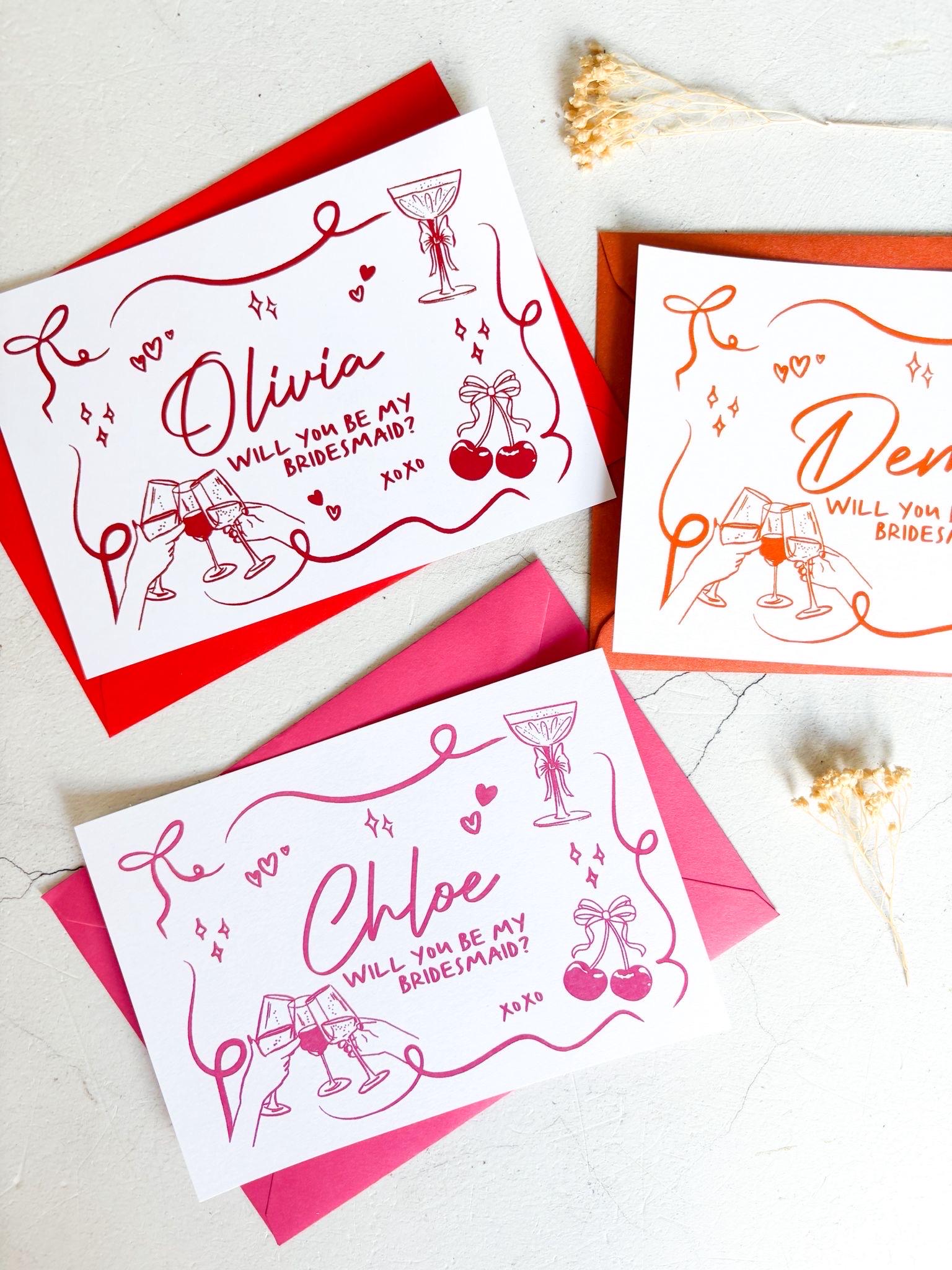 Bridesmaid Proposal Card | CHERRY FIZZ PROPOSAL | Will You Be My | A6 ...