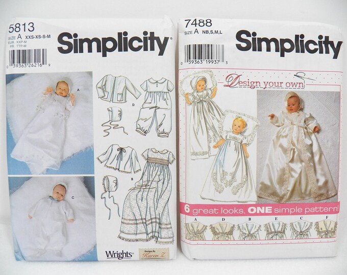 UNCUT Simplicity 5813 OR 7488 Patterns for Baby Wardrobe of Christening ...