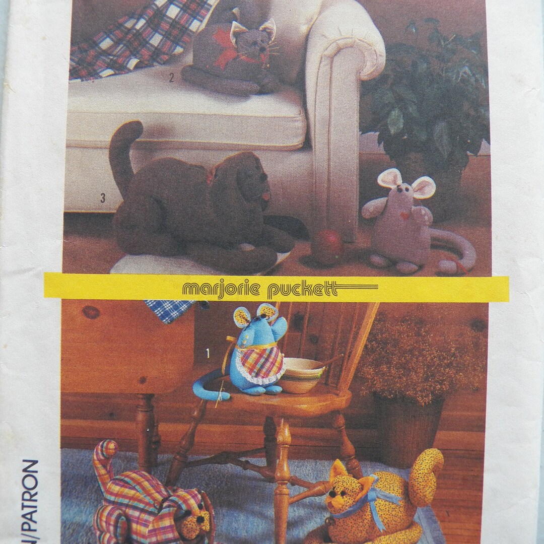 UNCUT Simplicity 6824 Pattern for a Soft Sculptured 10 Mouse With Apron ...