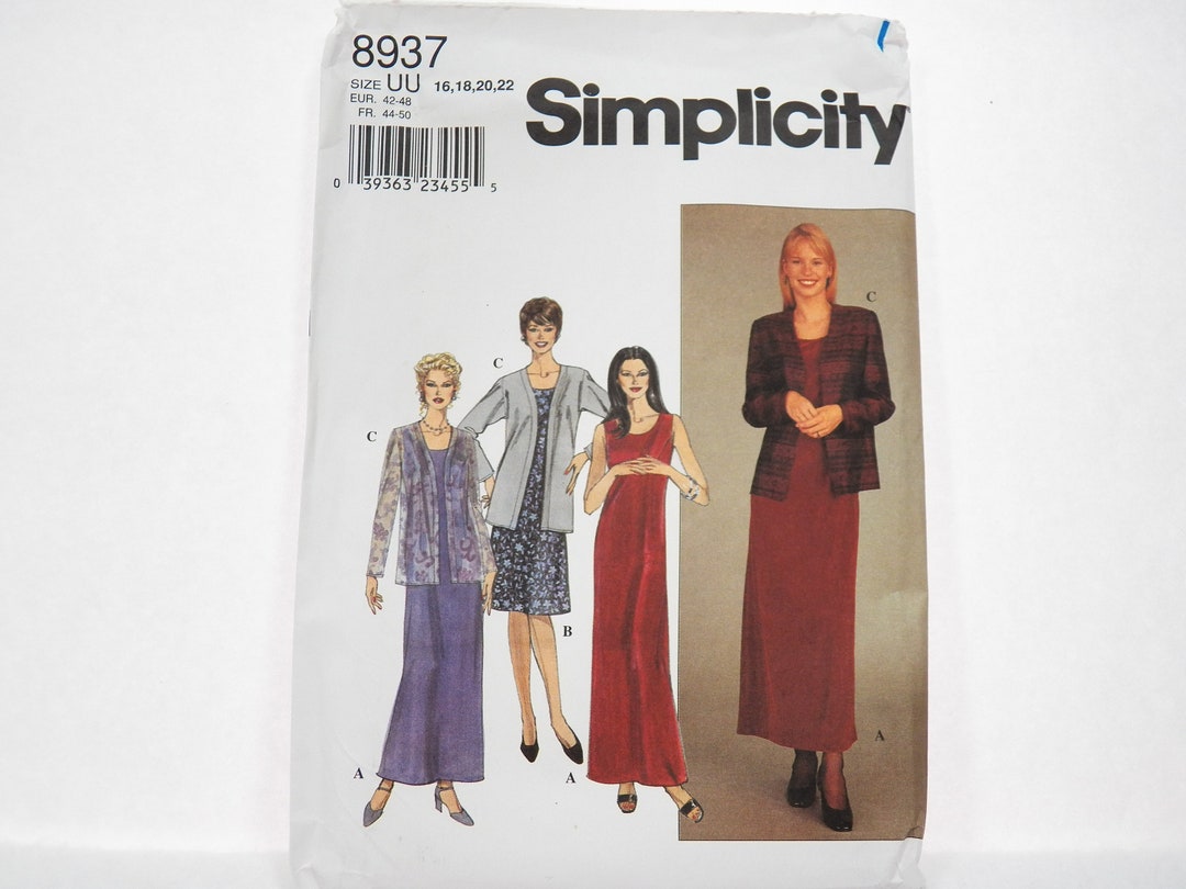 UNCUT Simplicity 8937 Sewing Pattern for Sleeveless Semi-fitted Dress ...