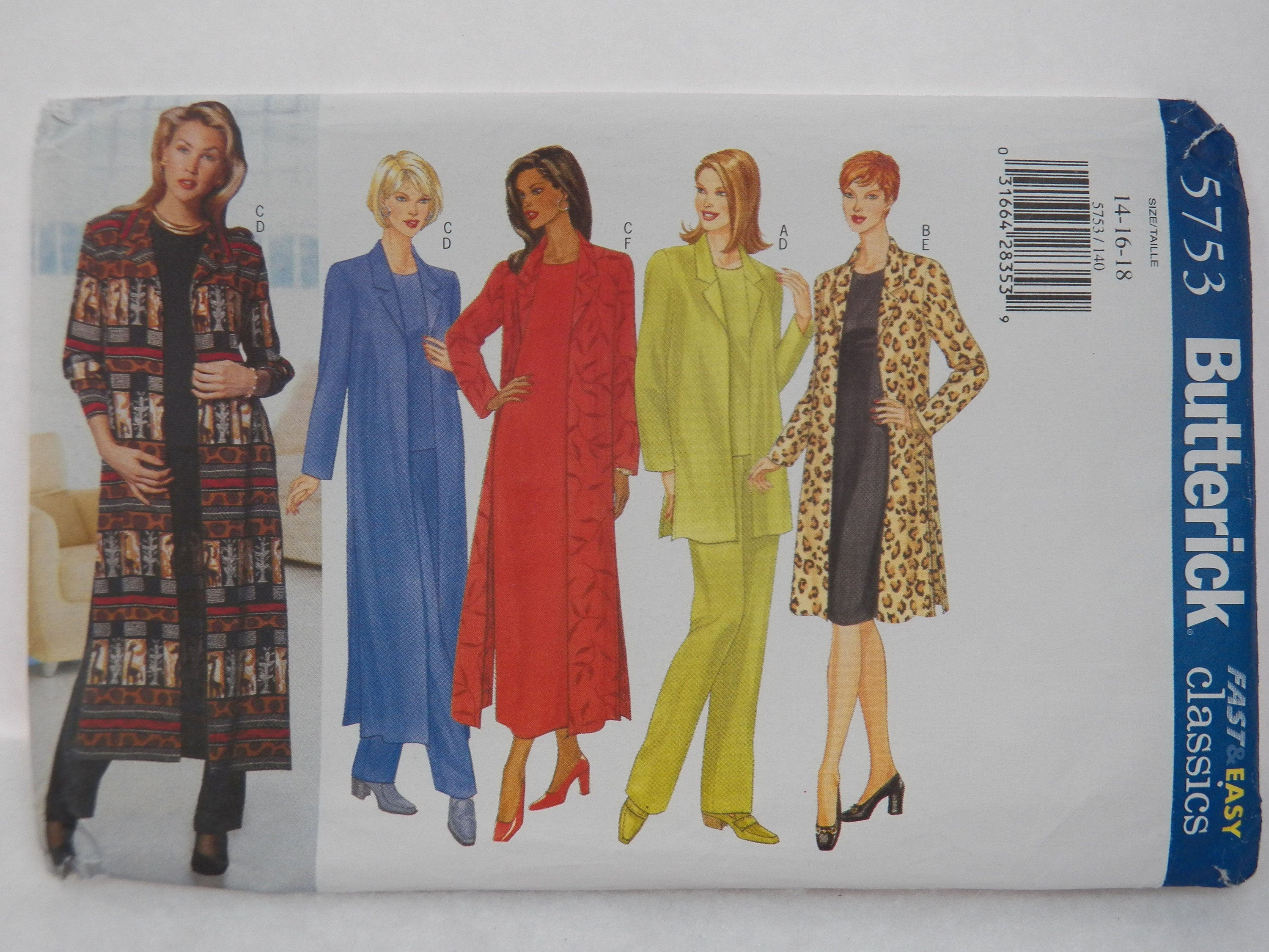 Craft Supplies & Tools Sewing Butterick Uncut Jcket Pattern etna.com.pe