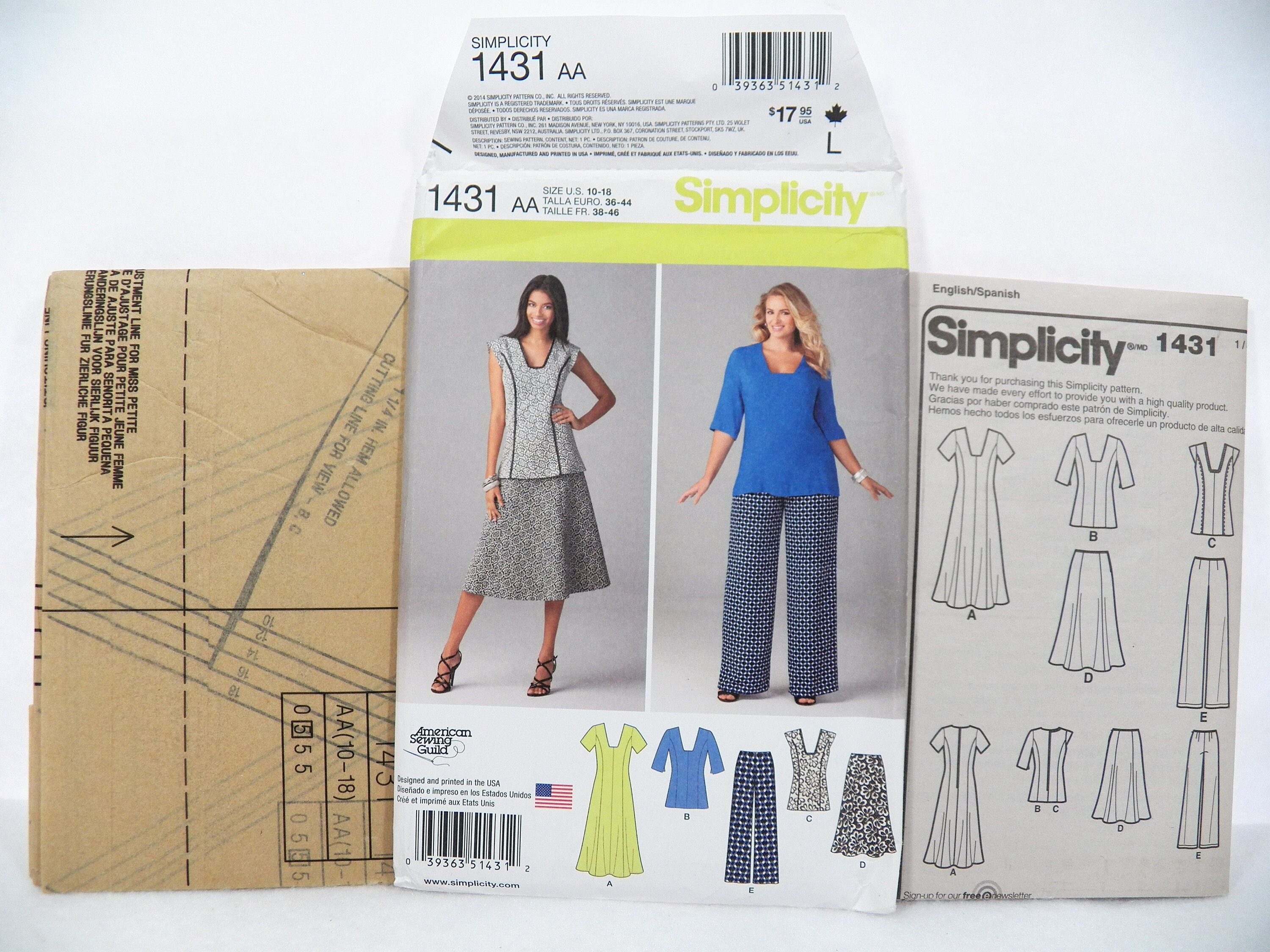 UNCUT Simplicity 1431 Pattern for Women's Flared Dress or Tunic, Pants ...