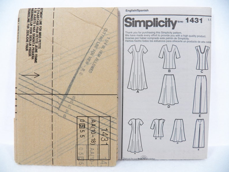UNCUT Simplicity 1431 Pattern for Women's Flared Dress or Tunic, Pants ...