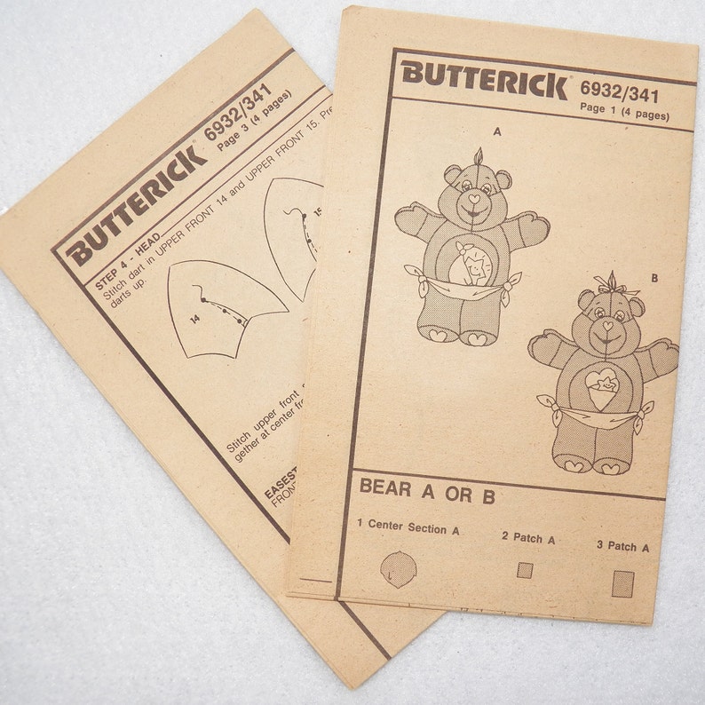 UNCUT Butterick 6932 Pattern for Care Bears - Baby Hugs Bear and Baby ...