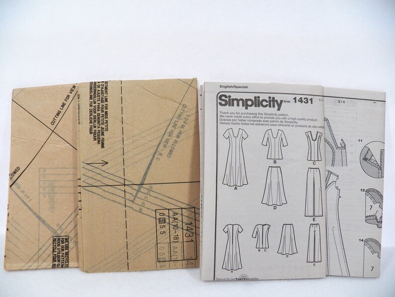 UNCUT Simplicity 1431 Pattern for Women's Flared Dress or Tunic, Pants ...