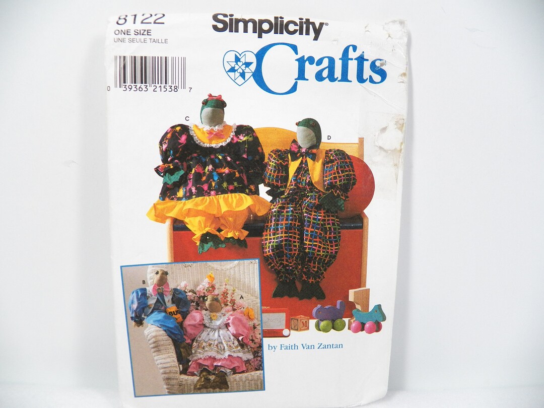 UNCUT Simplicity Crafts 8122 Pattern for 25" Frogs With Clothes, Long ...