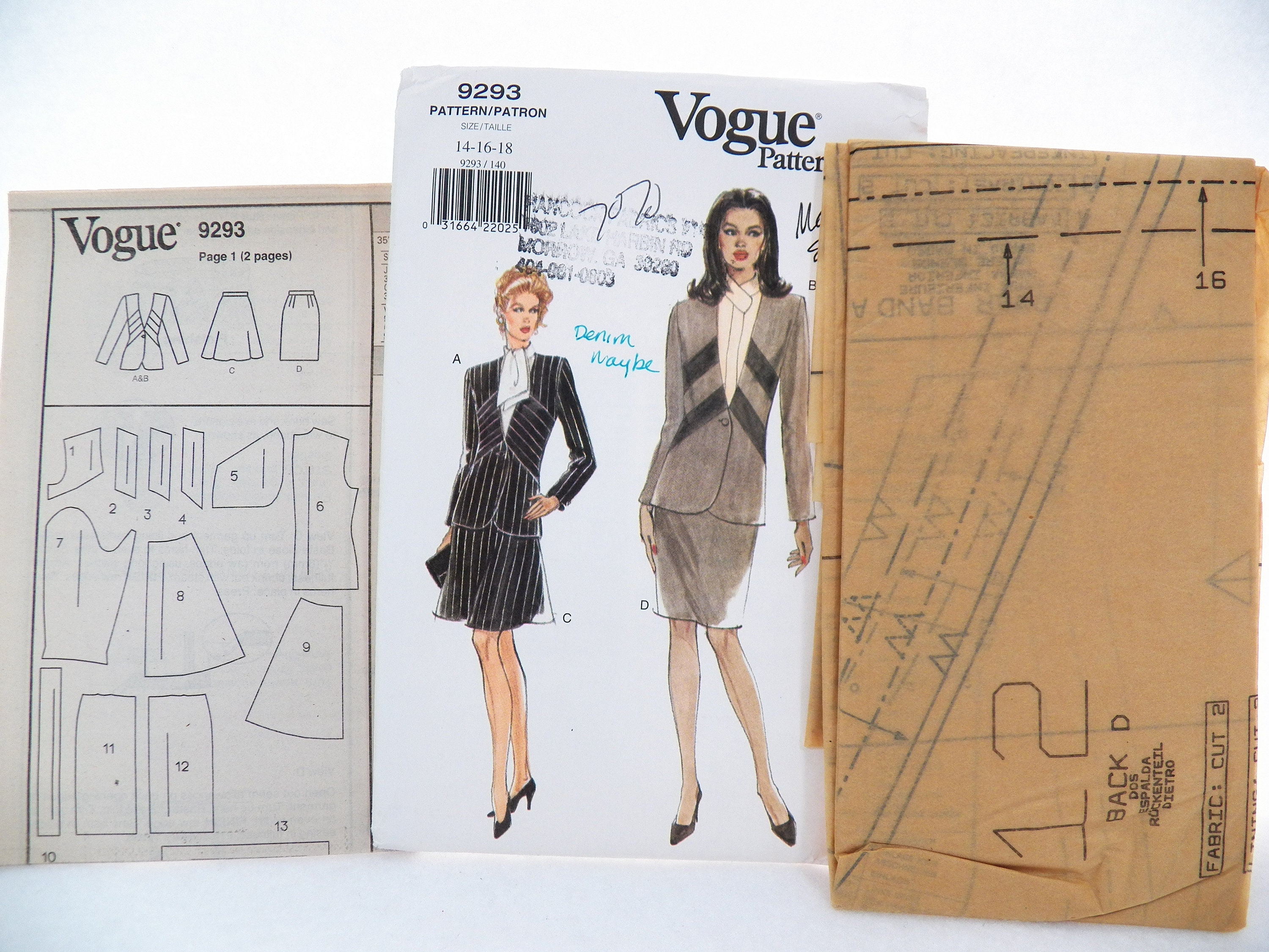 UNCUT Vogue 9293 Pattern for Misses' Semi-fitted Lined - Etsy