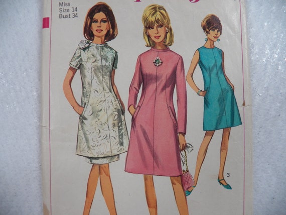 1966 Simplicity 6744 Pattern for Misses' Dress in Two | Etsy