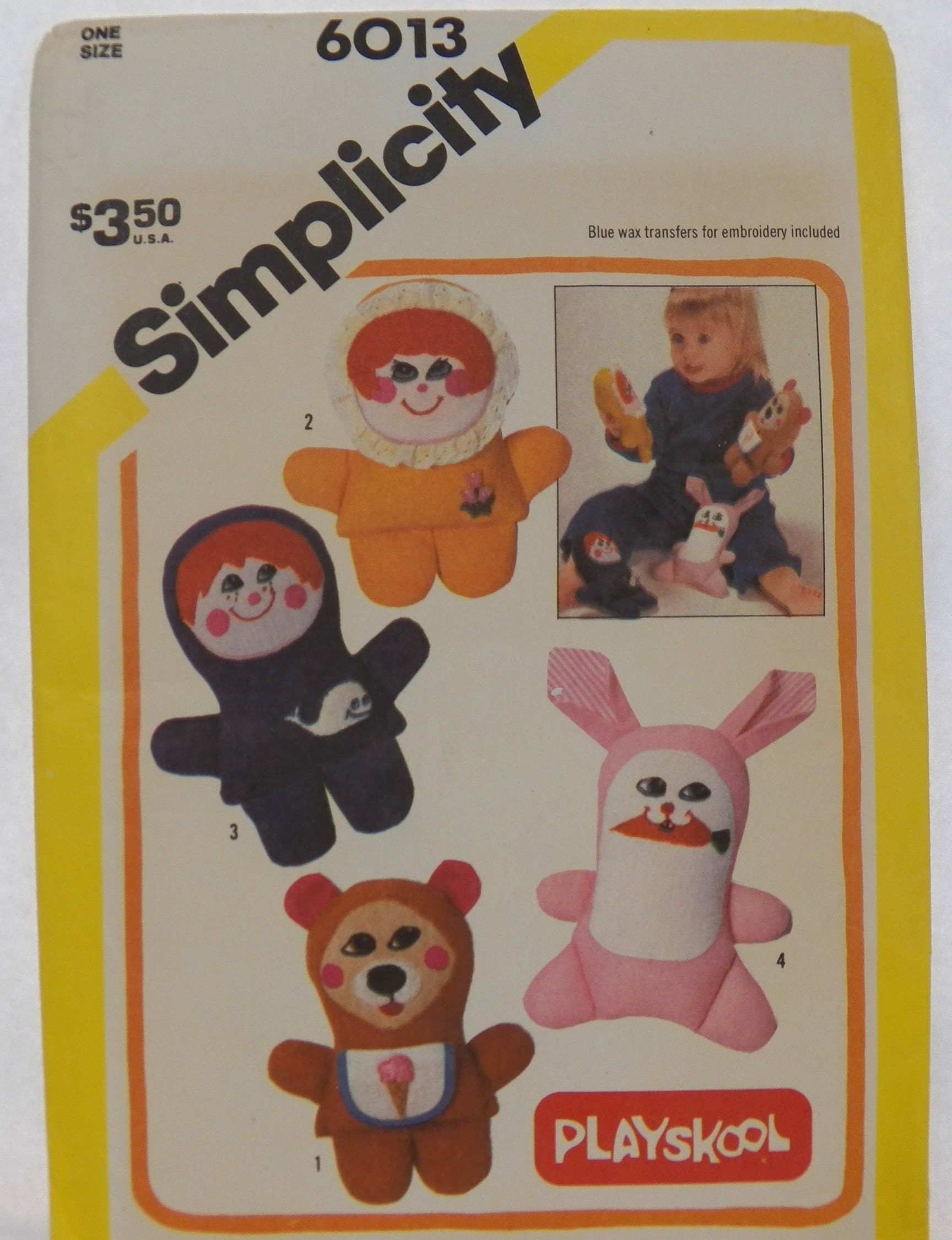UNCUT Simplicity 6013 Pattern for 7 Finger Puppets for Boy, Girl, Bear ...