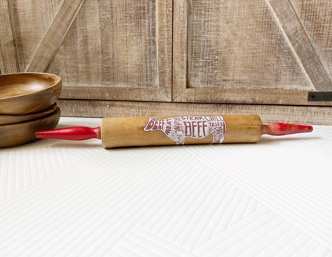 Rustic Farmhouse Rolling Pin Kitchen Decor, Vintage Rolling Pin With ...