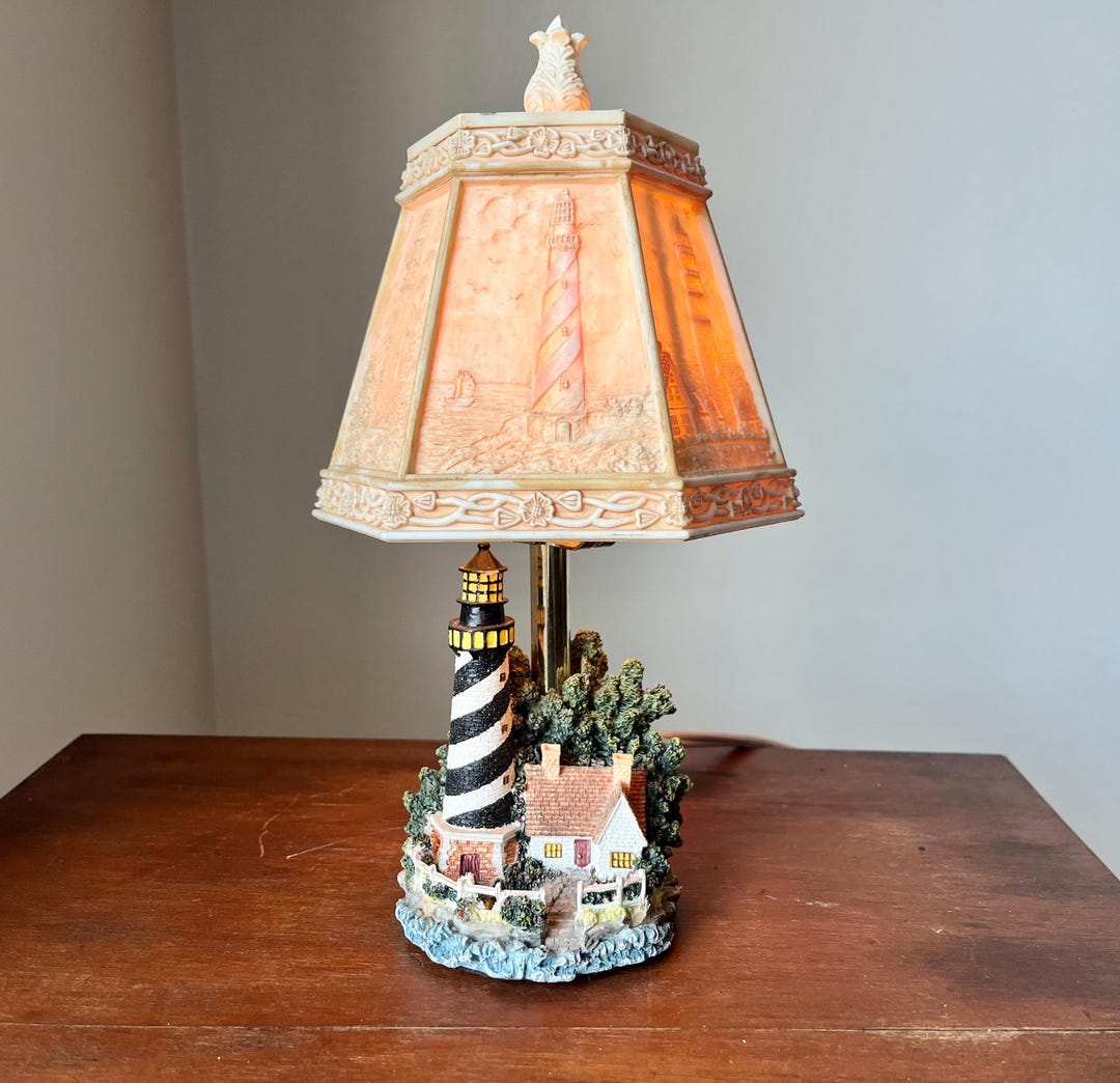 Vintage Table Top Lighthouse Lamp. Illuminating Lighthouse Lamp With ...