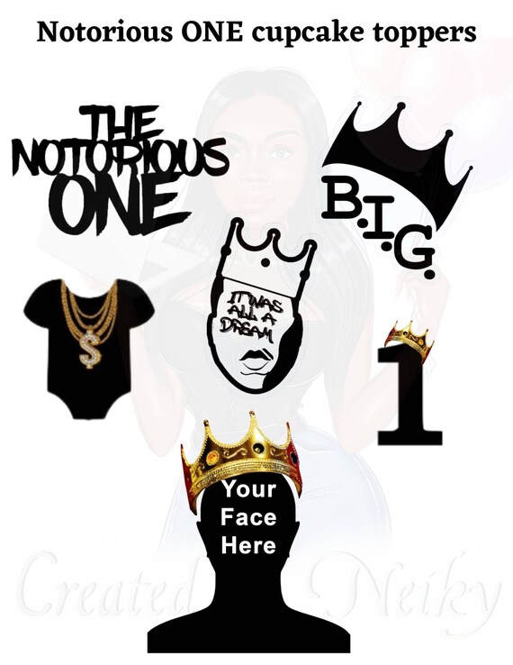 Notorious ONE black and gold cupcake toppers Paper & Party Supplies ...