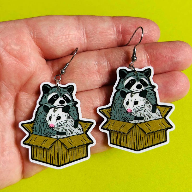 Possum and Raccoon Earrings - Etsy
