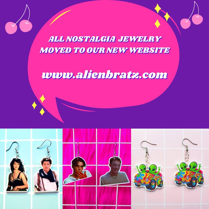 Pastel Pink Alien Chain Earrings Handmade Earrings Handmade - Etsy