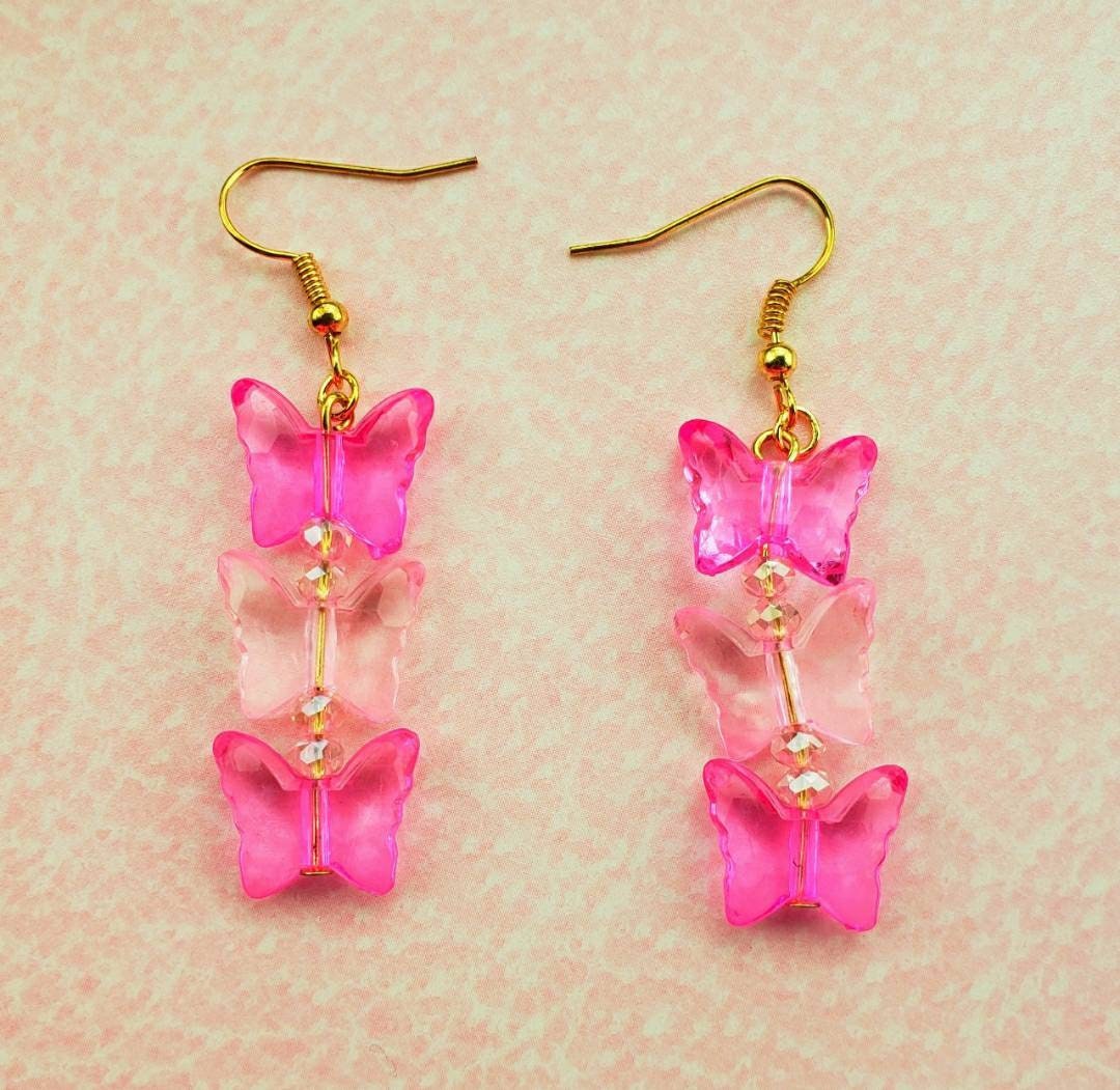 Pink Butterfly Earrings Y2K Aesthetic Y2K Earrings Y2K Jewelry ...