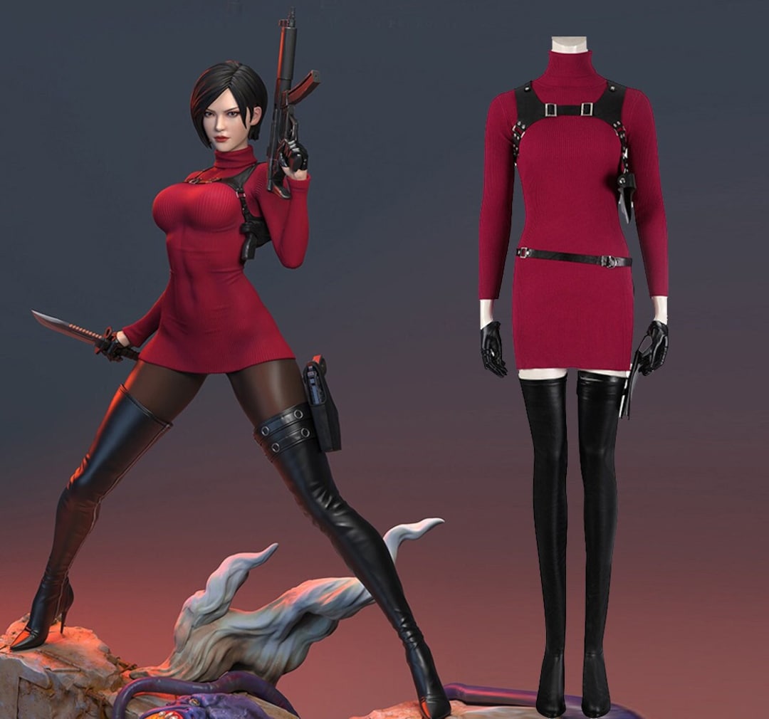 Ada Wong Costume Cosplay Ada Wong Red Dress Wig Shoes for - Etsy