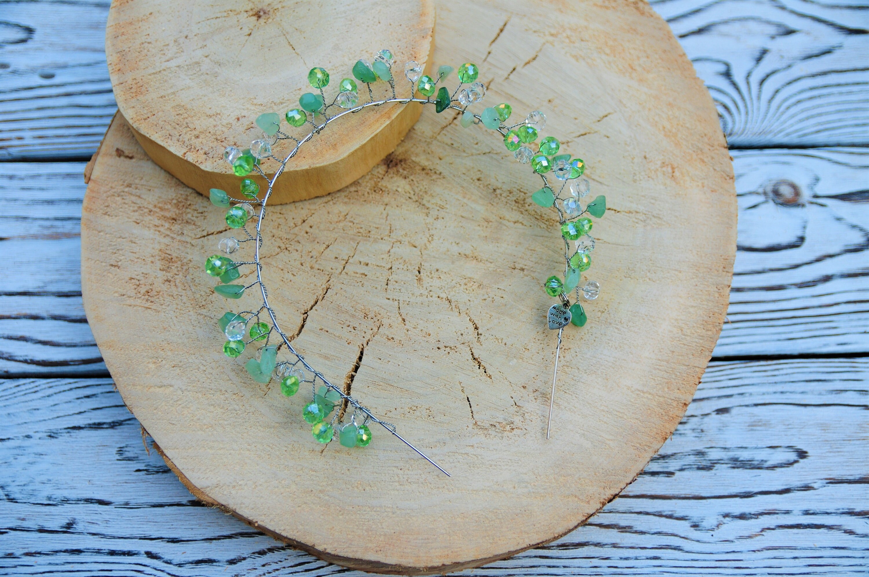 Green Earth Tones Rhinestone Headpiece Headband, Hair Accessory, Crown ...