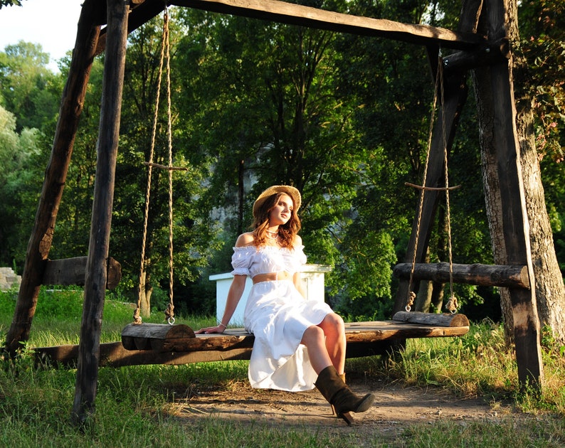 Set of White Cotton Skirt and a Top Rustic Outfit Photo Shoots Outfit ...