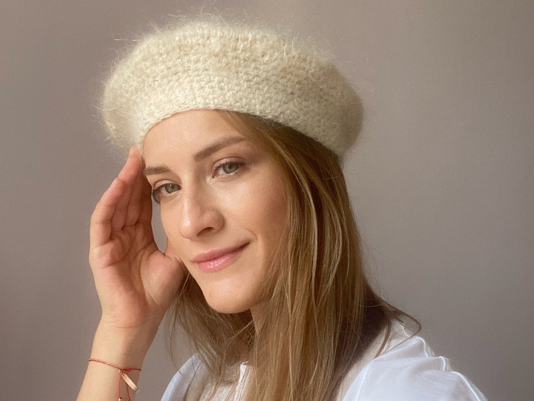 Vintage Wool Woman Beret/classic Artisan Hat/ecru Beret - Etsy