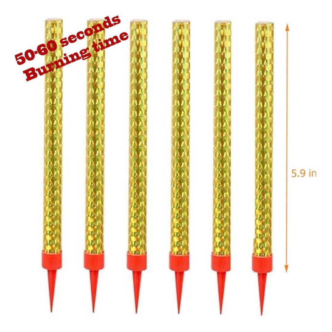 6pcs of Gold Colored Candles for Cake Topper, Birthday Wedding ...