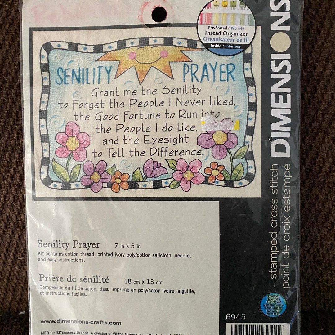 Dimensions Senility Prayer Stamped Cross Stitch NIP - Etsy
