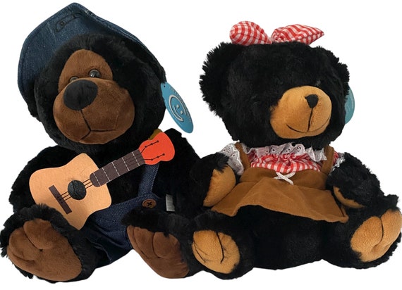 Country Plush Stuffed Black Bears NEW Guitar Boy Girl Bundle - Etsy