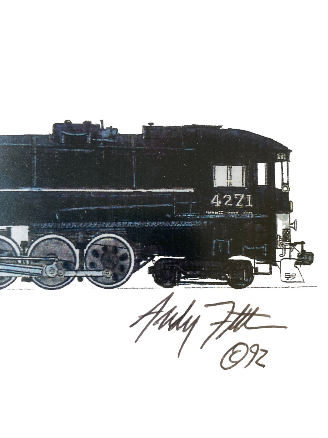 4271 Southern Pacific Train Ink Drawing Andy Fitt 1992 Railroad Framed ...