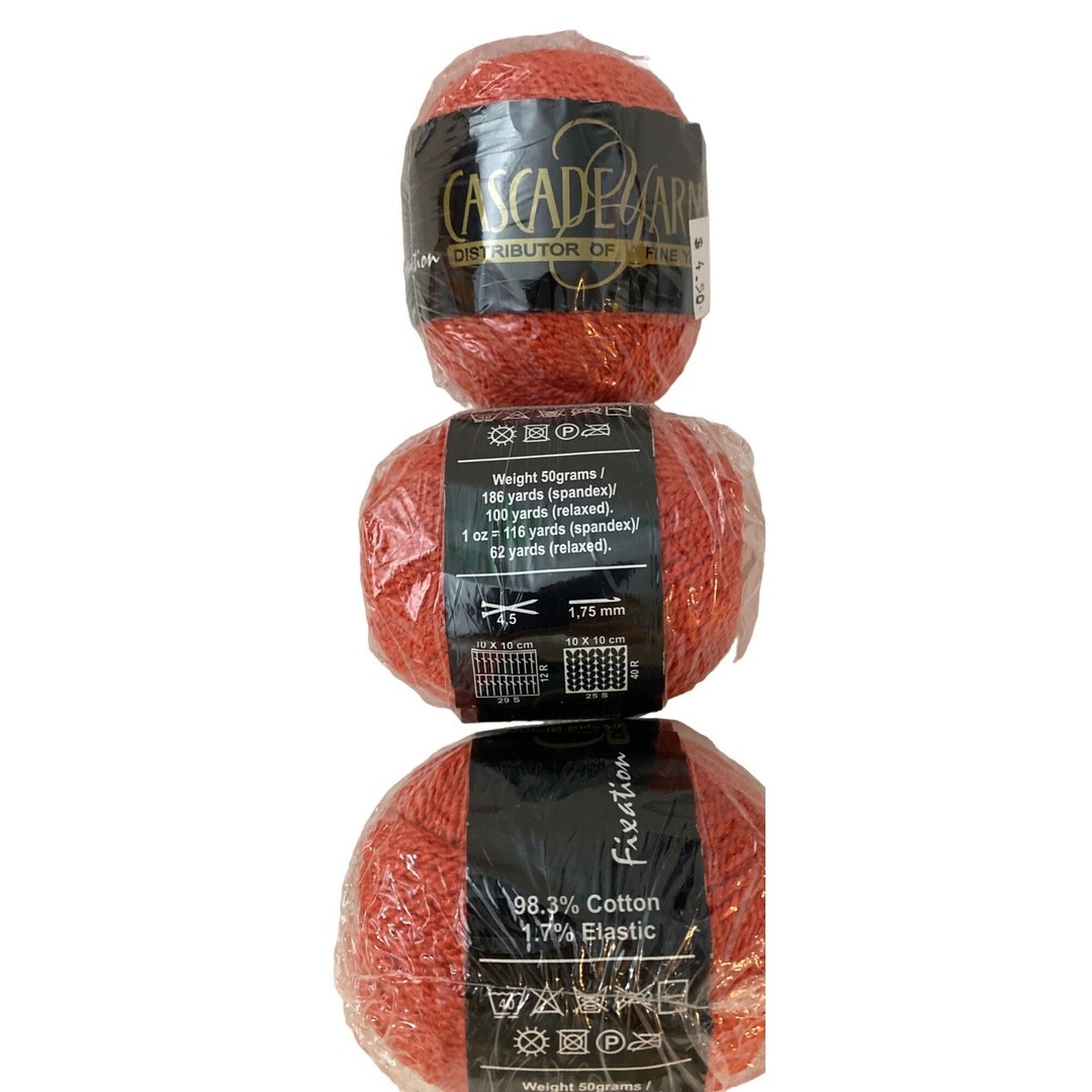 3 Skeins Cascade Yarn Orange 98 Cotton 1 Elastic 50 Grams NEW - Etsy