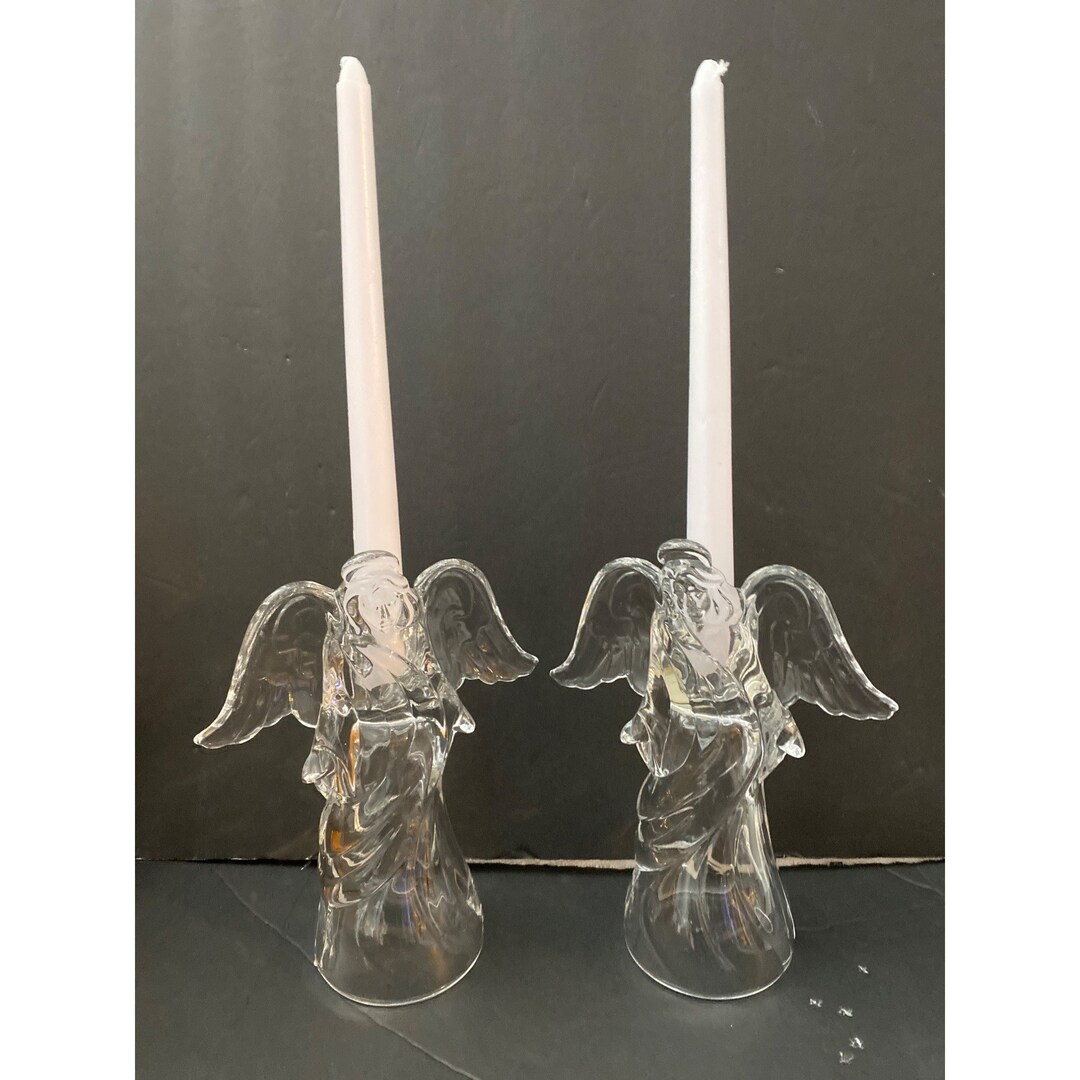 Pair 9 Angel Candlesticks 24 24% Lead Crystal LED Light - Etsy